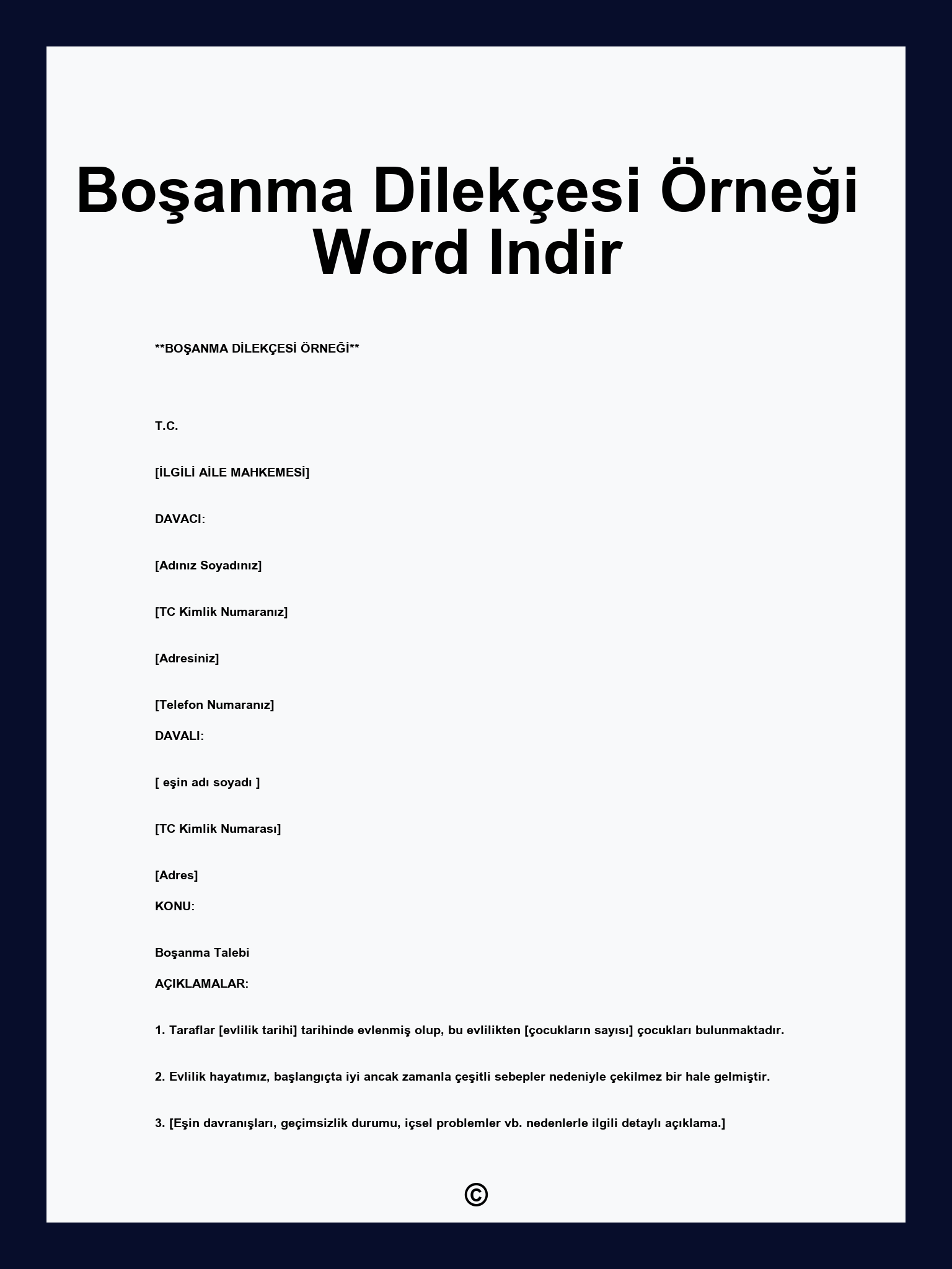 Boşanma Dilekçesi Örneği Word Indir Boşanma Dilekçesi Örneği Word Indir